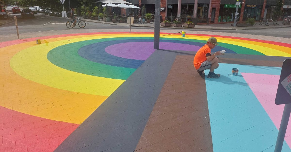 Paint job broadens Braddon roundabout's rainbow connection | Region ...